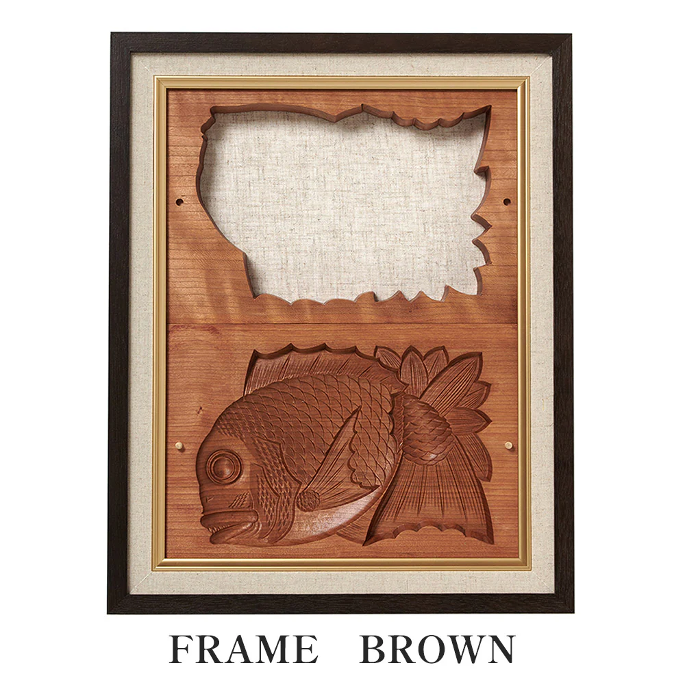 Rakugan Wooden Mold Art Frame – Tai Sea Bream Motif - Kurumira Shop