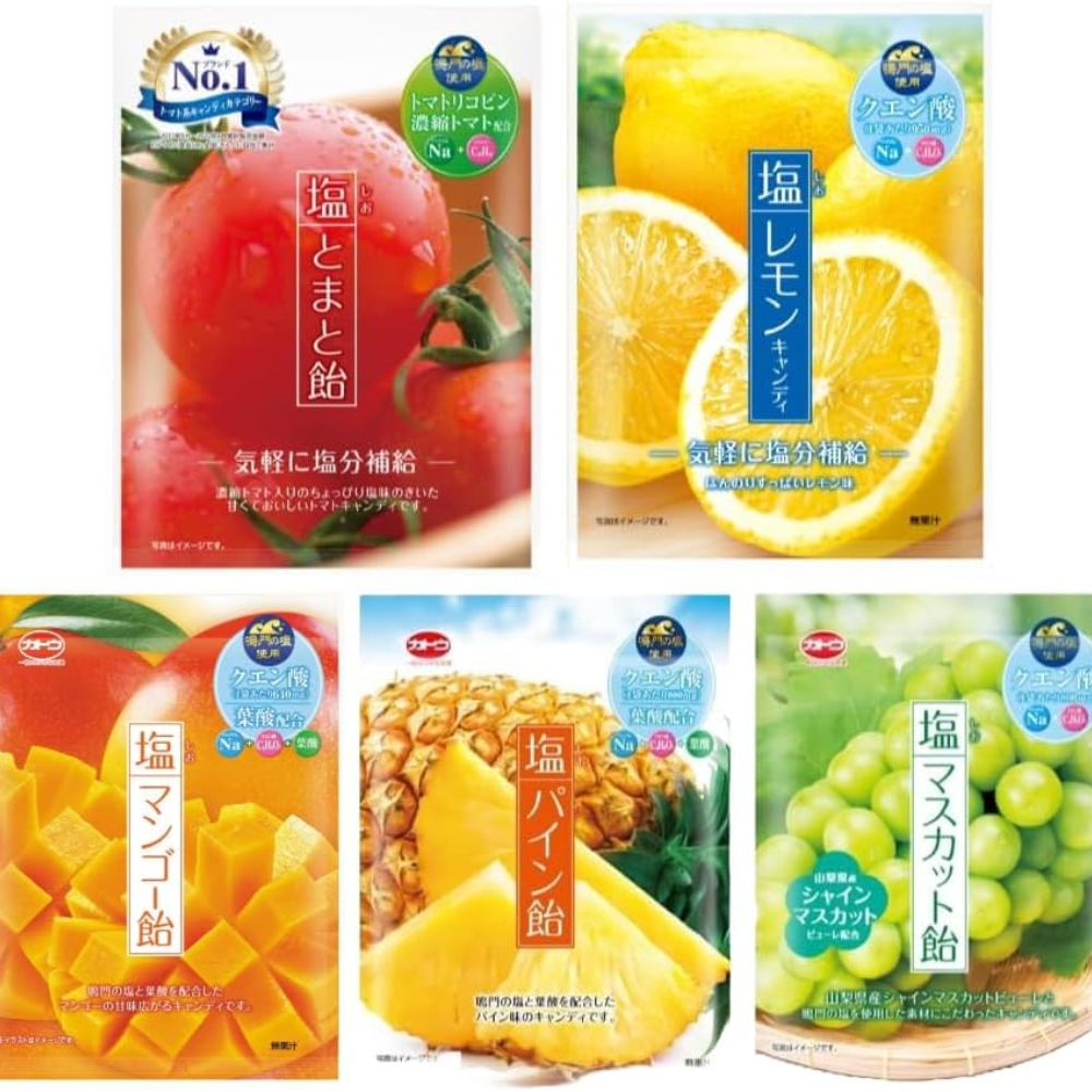 Kato Seika Salt Candy 5-Flavor Set (Tomato, Lemon, Mango, Pineapple, M