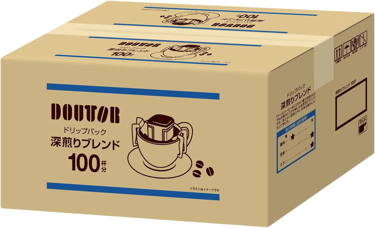DOUTOR Coffee Drip Pack Deep Dark Roast Blend 100 Packs Japan - Tokyo