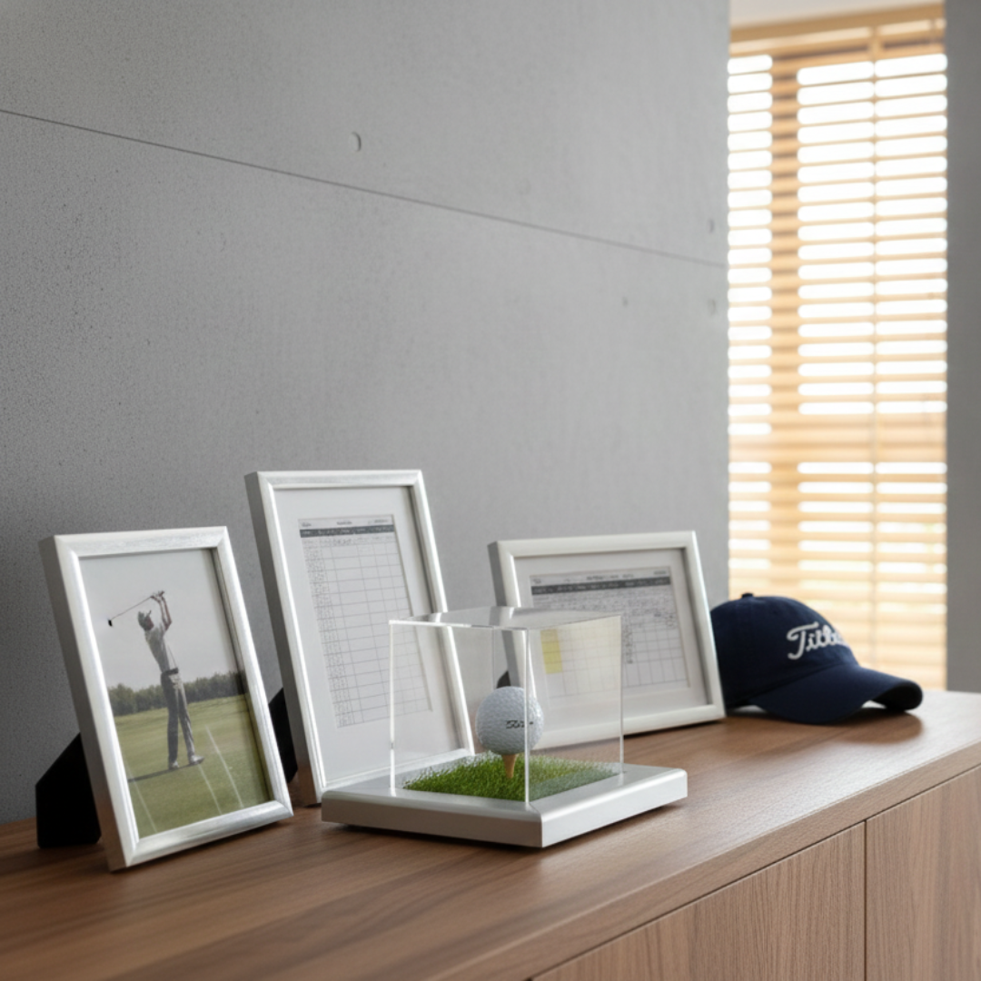 Golf Ball Display Case w/ Tee & Turf – Acrylic Hole-in-One Box - Aluna