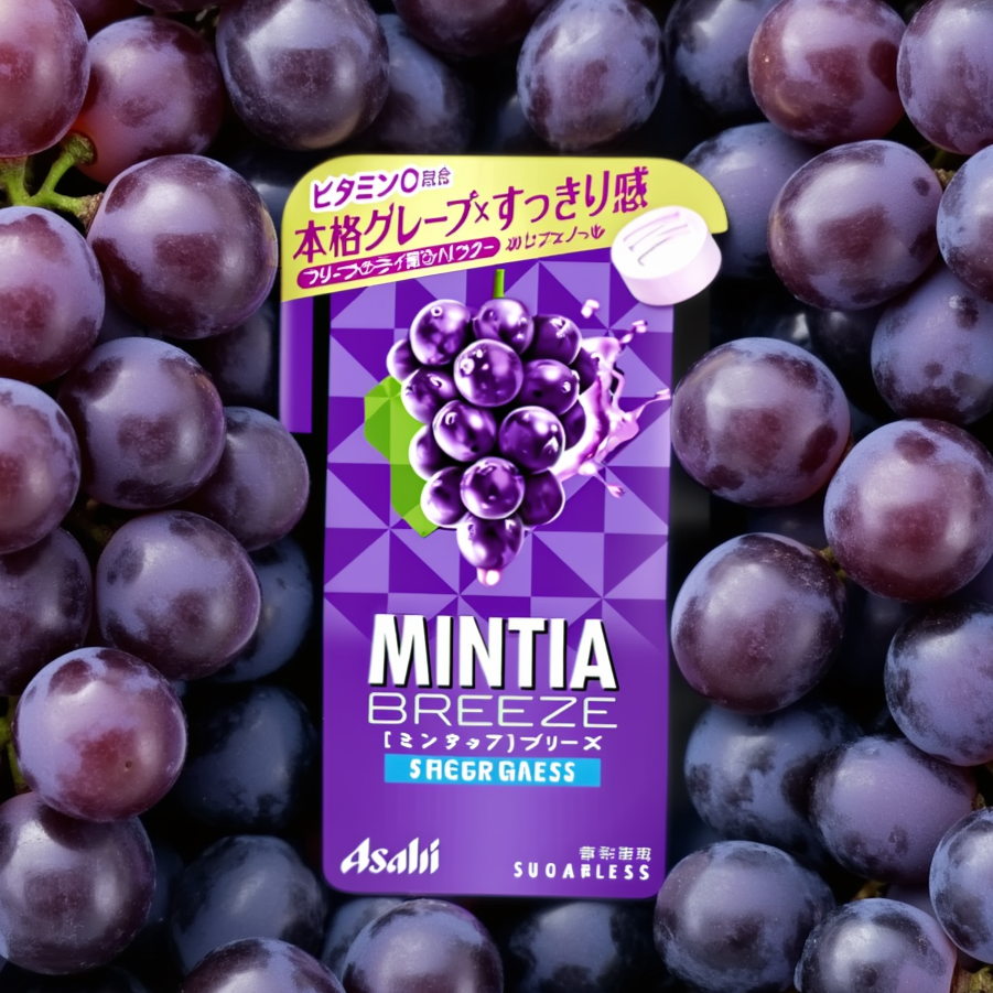 Asahi Mintia Breeze Fresh Grape 30 Tablets x 8 Packs – Sugar-Free Vita
