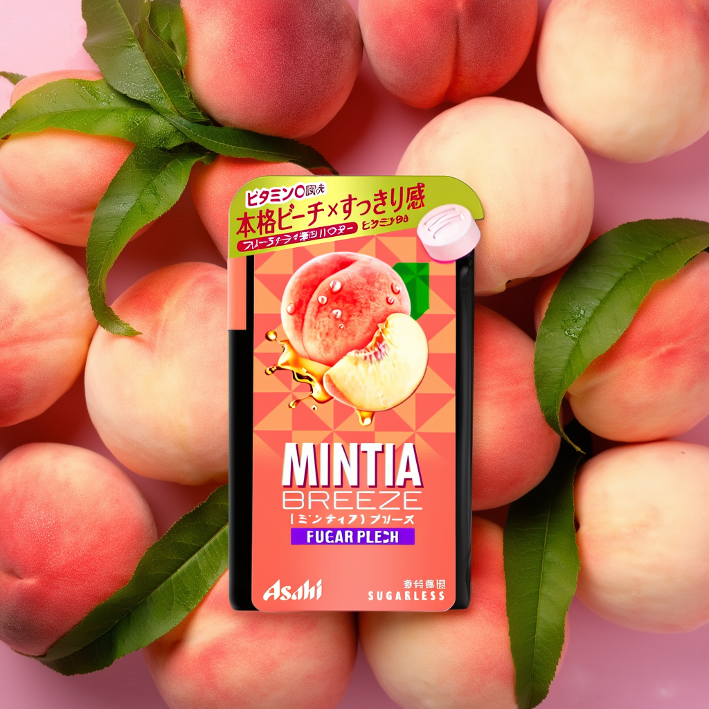 Asahi Mintia Breeze Fresh Peach 30 Tablets x 8 Packs – Sugar-Free with