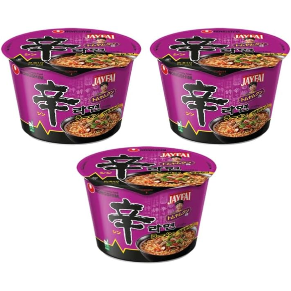 (3-Pack) Nongshim Shin Ramyun Tom Yum Cup Spicy Instant Noodles – Made