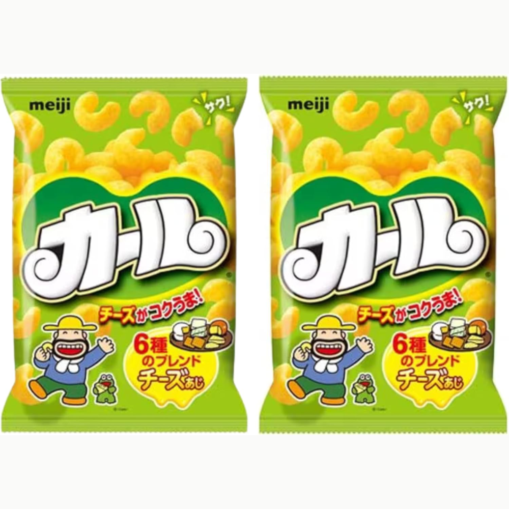 Meiji Curl Cheese Flavor 64g ×2 Bags – Corn Puff Snack – Made in JAPAN