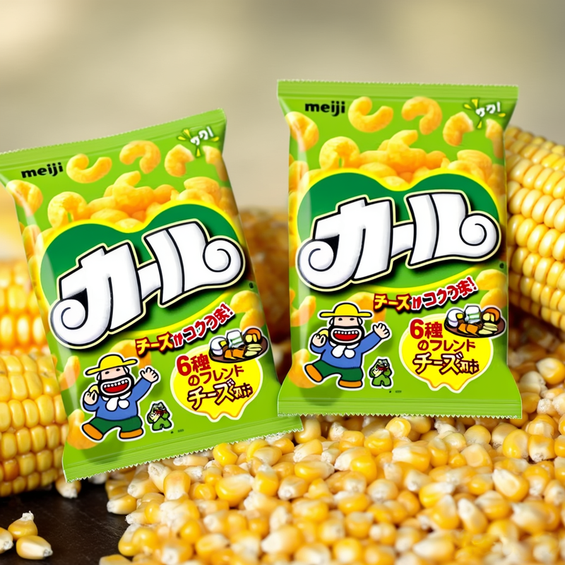 Meiji Curl Cheese Flavor 64g ×2 Bags – Corn Puff Snack – Made in JAPAN