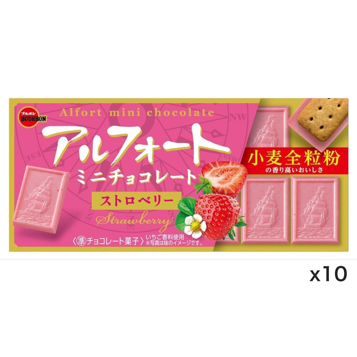 Bourbon Alfort Mini Chocolate Strawberry Ichigo 12 Pieces × 10 Boxes M