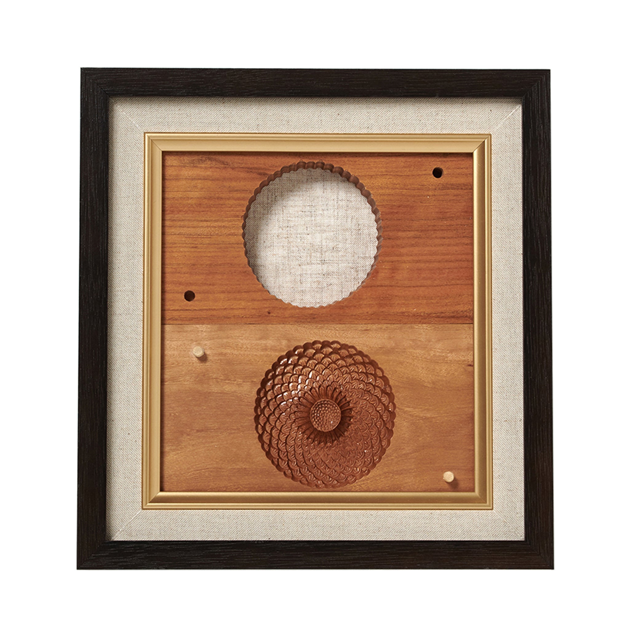 Rakugan Wooden Mold Art Frame – Chrysanthemum Kiku Motif - Kurumira Sh