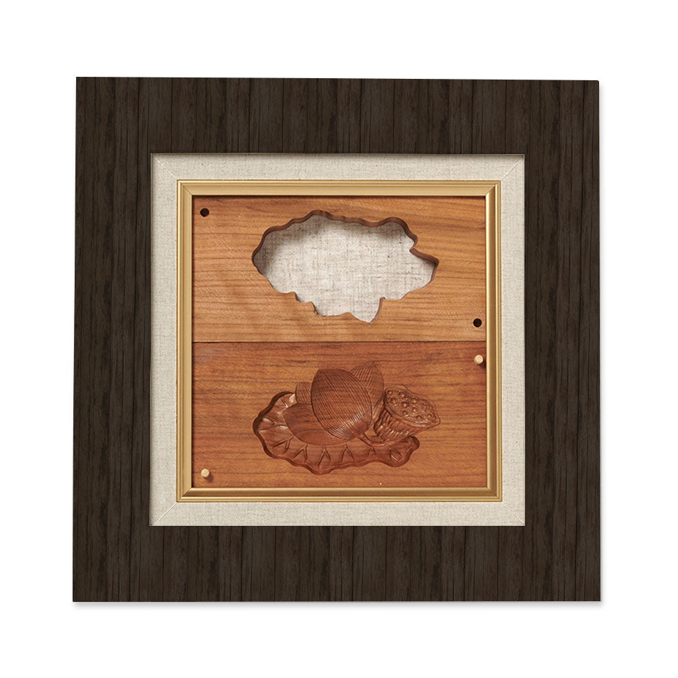 Rakugan Wooden Mold Art Frame – Lotus Hasu Motif - Kurumira Shop