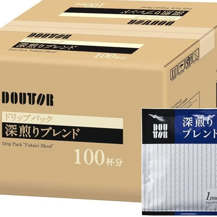 DOUTOR Coffee Drip Pack Deep Dark Roast Blend 100 Packs Japan